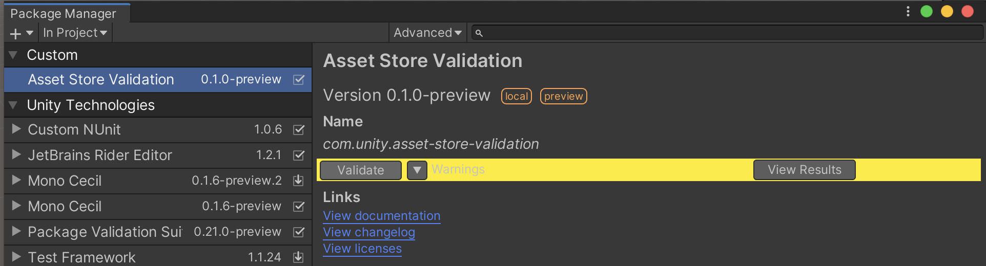 About Asset Store Validation suite | Asset Store Validation | 0.1.3
