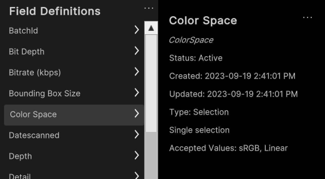 Sample: Manage metadata field definitions | Unity Cloud Assets | 1.8.1