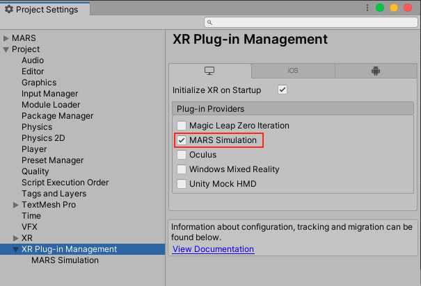 MARS Simulation as an AR Subsystem | Unity MARS AR Foundation Providers | 2.0.0