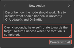 Create an action node with generative AI | Muse Behavior | 0.11.0