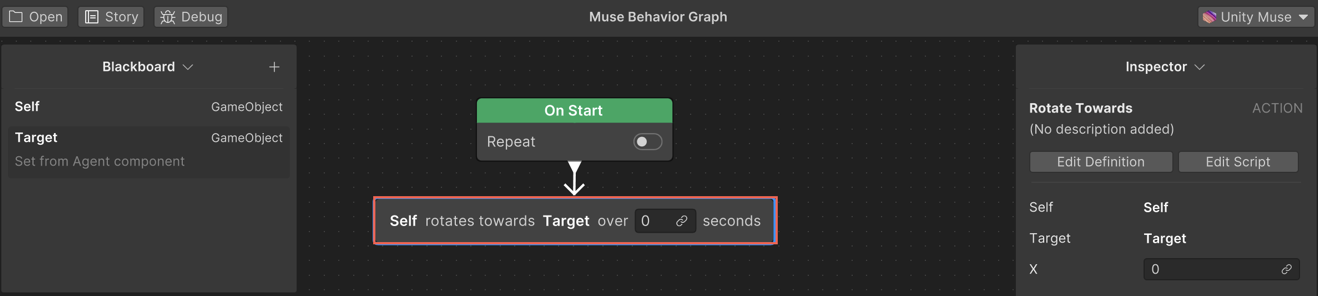 Create an action node with generative AI | Muse Behavior | 0.11.0