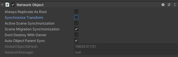 NetworkObject | Netcode for GameObjects | 1.15.0