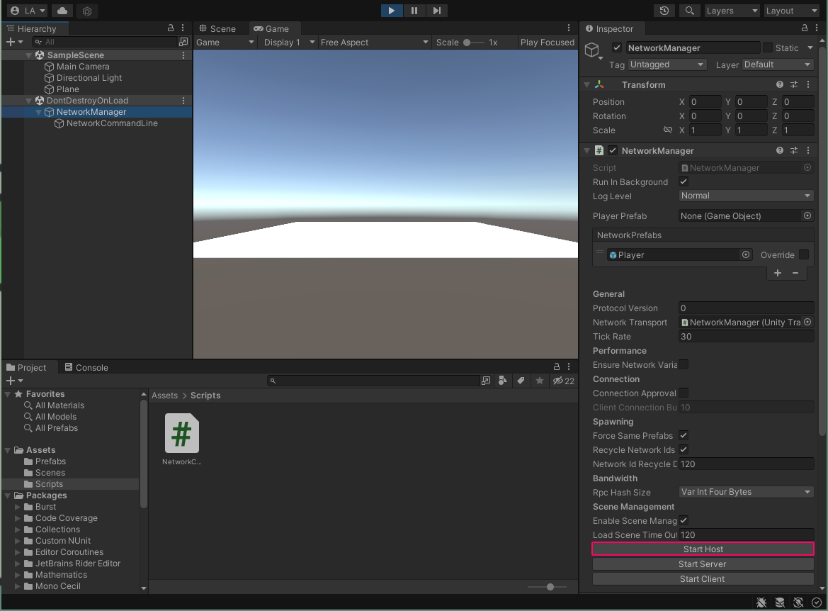 Client-server quickstart for Netcode for GameObjects | Netcode for GameObjects | 1.15.0