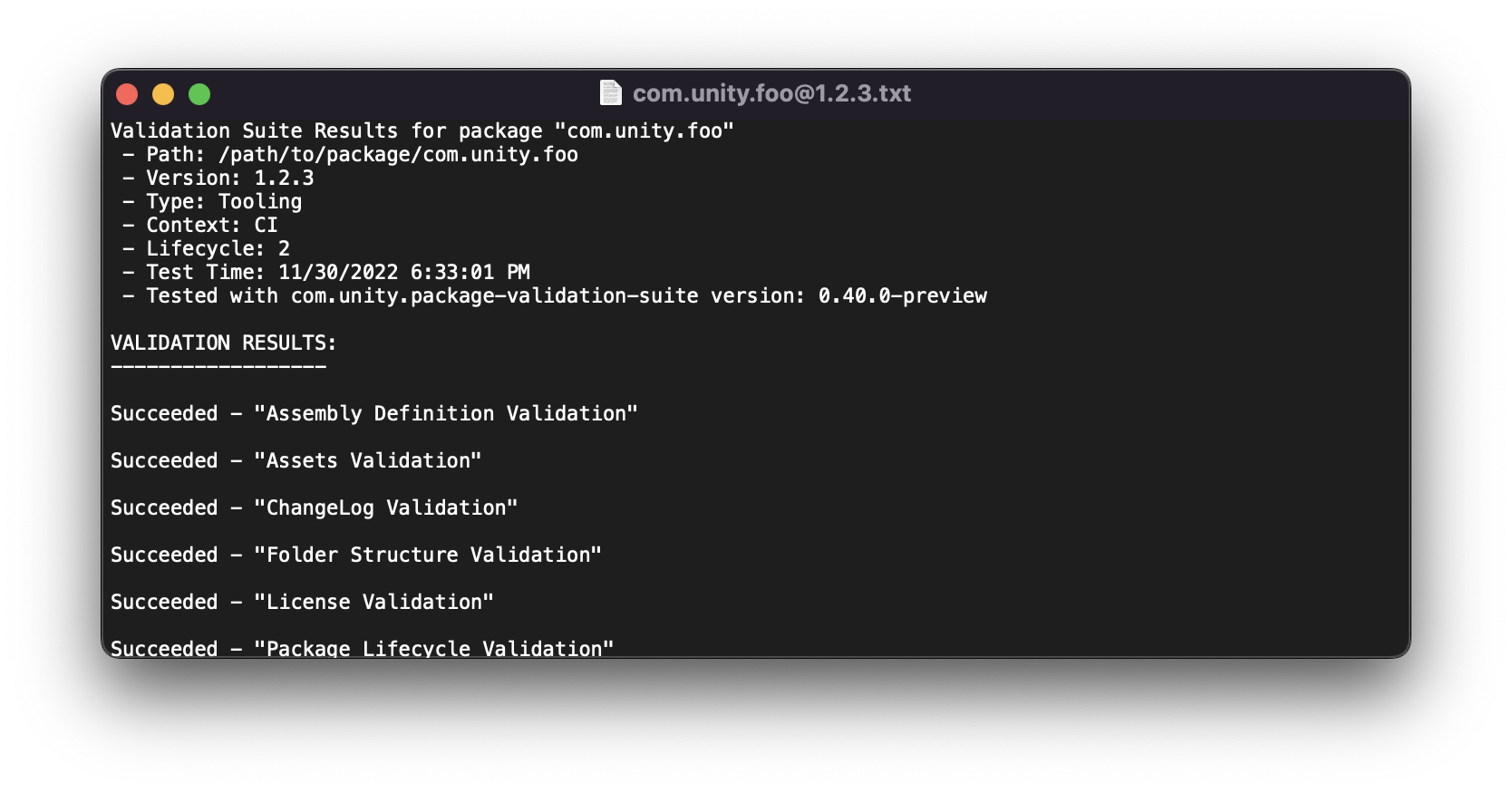 Package Validation Suite | Package Validation Suite | 0.70.0-preview