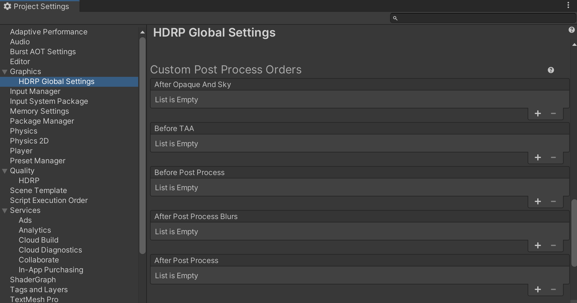 Custom Post Process | High Definition RP | 15.0.1
