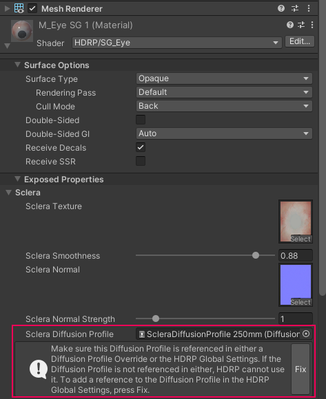 Create an eye material | High Definition Render Pipeline | 17.5.0