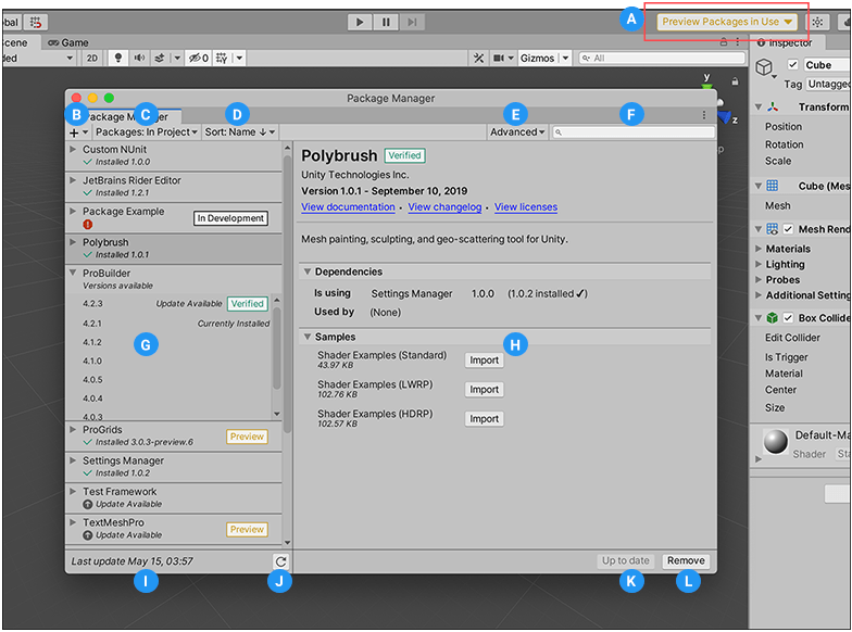 Package Manager Unity Package Manager Unity