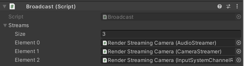 コンポーネント | Unity Render Streaming | 3.0.1-preview