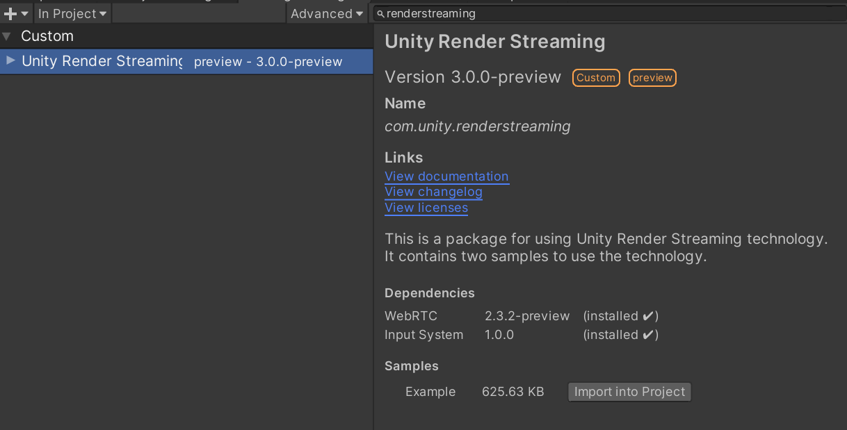 チュートリアル | Unity Render Streaming | 3.0.1-preview