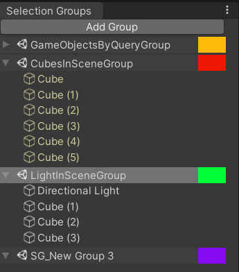 Selection Groups ウインドウ | Selection Groups | 0.6.3-preview