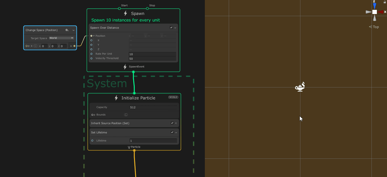 Spawn Over Distance | Visual Effect Graph | 10.7.0