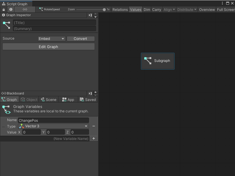 Script Graph に Subgraph を追加する Visual Scripting 180 Pre1