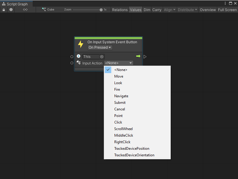 Input System を使用してプレイヤー入力を取得する | Visual Scripting | 1.8.0-pre.1