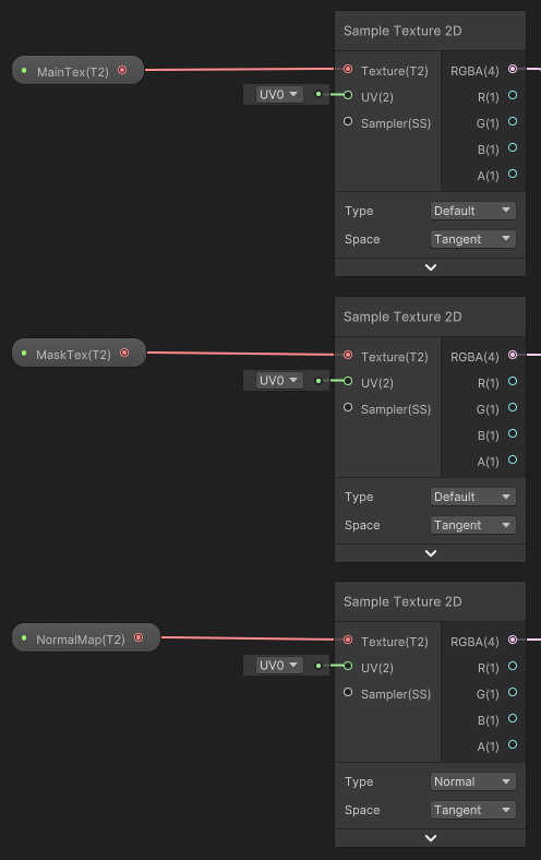 Texture 2D 프로퍼티를 에디터 창으로 드래그합니다. 아래 그림과 같이 각 프로퍼티를 Sample Texture 2D ...