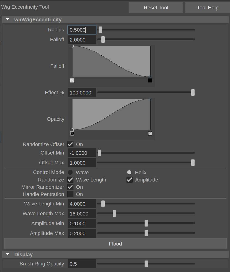Eccentricity tool properties